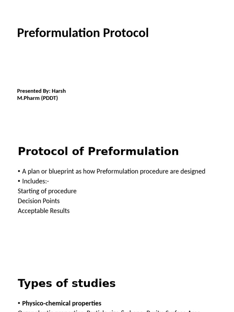 Preformulation Protocol | PDF