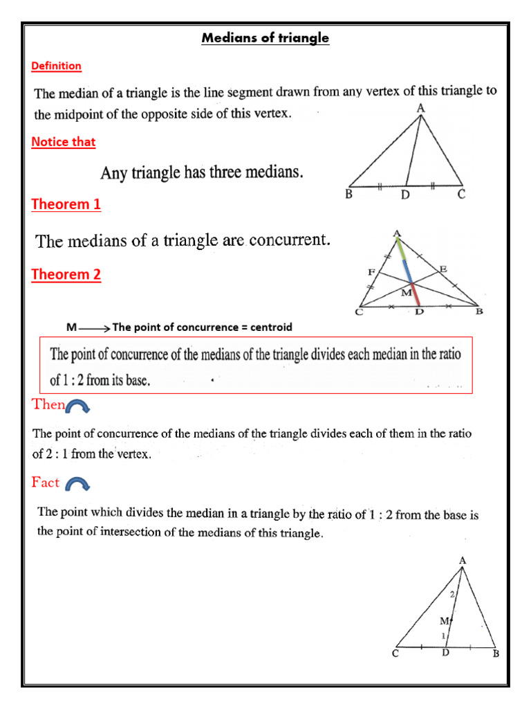 (1)Medians of triangles 2nd prep 2021 | PDF