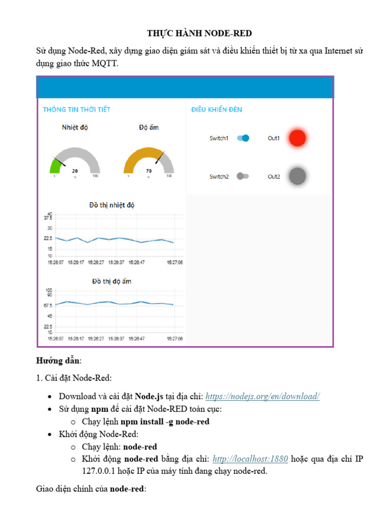 BaiTap MQTT NodeRed | PDF