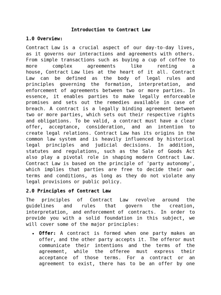 Introduction To Contract Law | PDF | Breach Of Contract | Misrepresentation