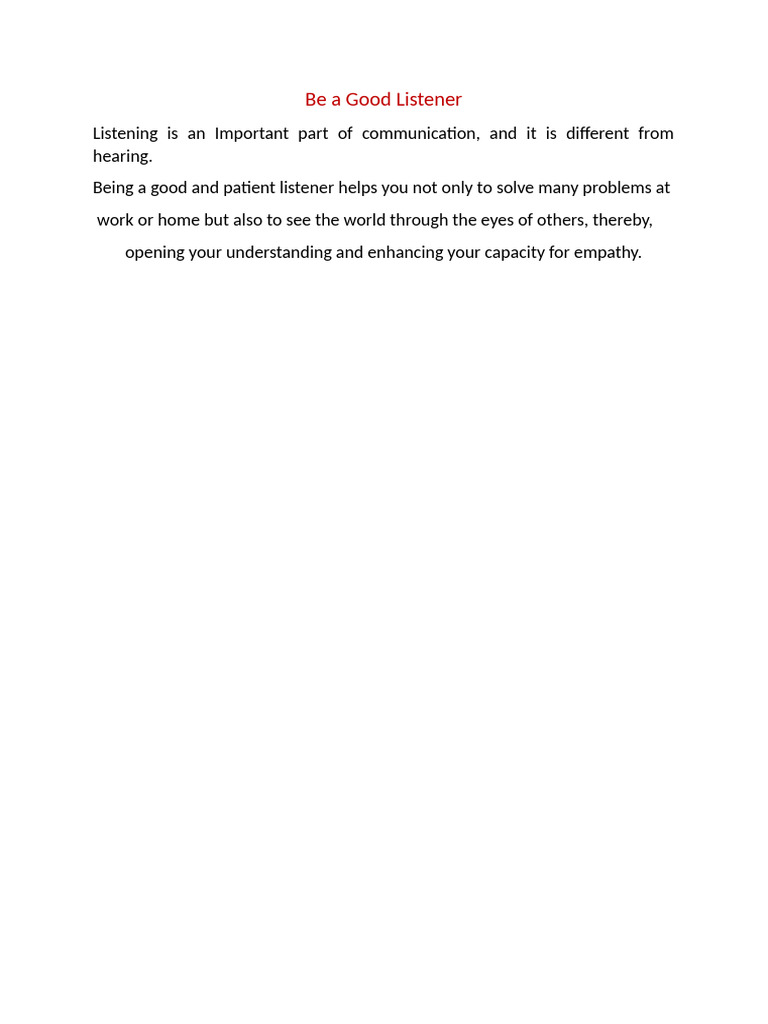 Be A Good Listener | PDF