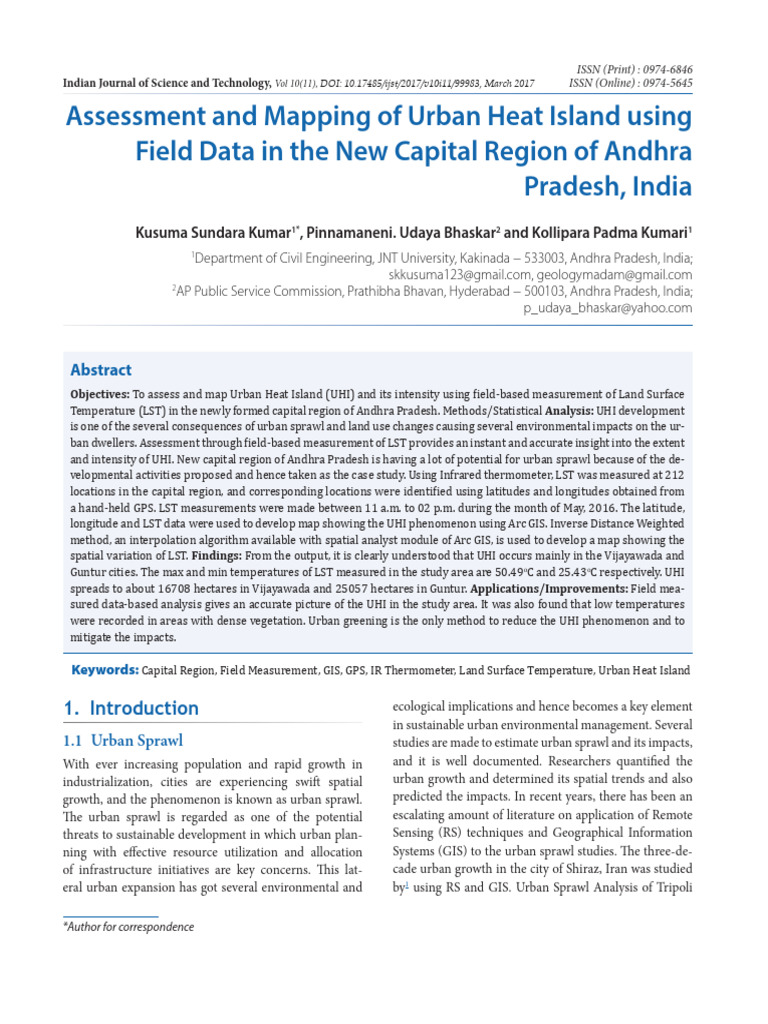 Mapping Urban Heat Island in Andhra Pradesh | PDF | Geographic ...