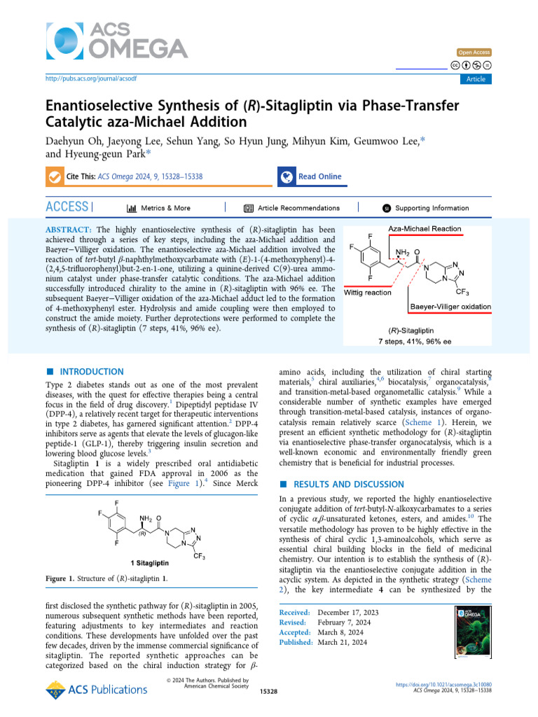 oh-et-al-2024-enantioselective-synthesis-of-(r)-sitagliptin-via-phase-transfer-catalytic-aza ...