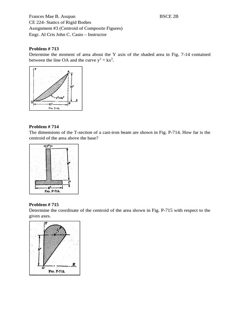 Assignment #3 Finals (Statics of Rigid Bodies) | PDF | Area | Geometry