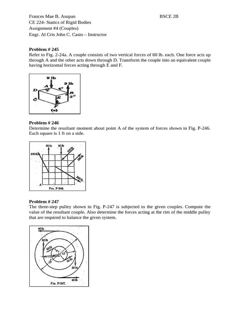 Assignment #4 (Statics of Rigid Bodies) | PDF