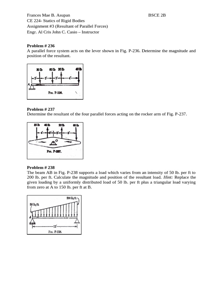 Assignment #3 (Statics of Rigid Bodies) | PDF