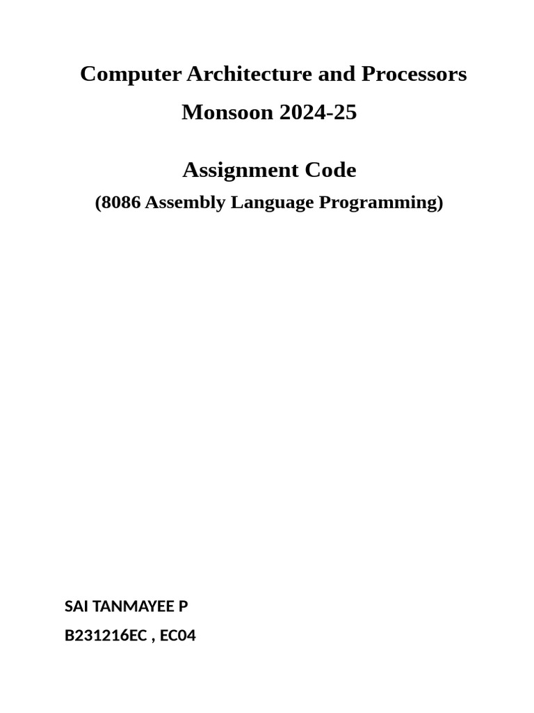 Saitanmayee CAP Assignment | PDF | Input/Output | Computer Architecture