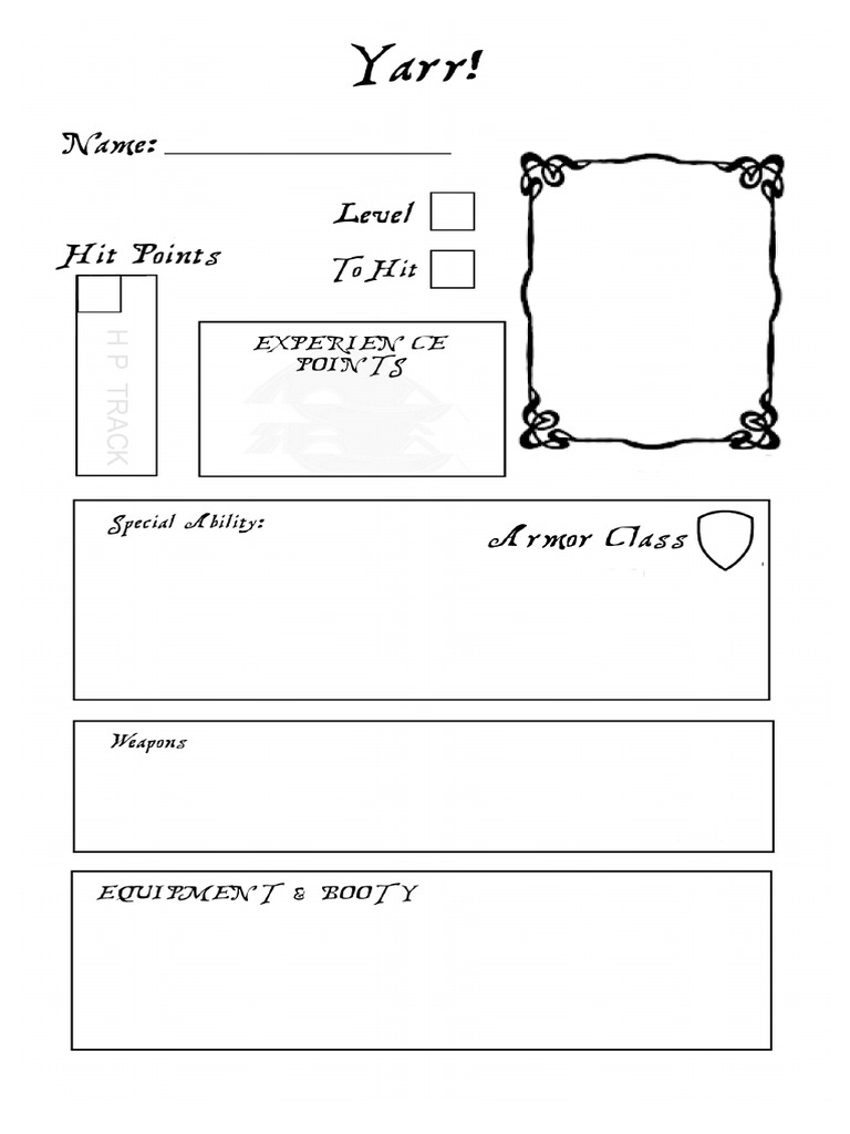 Yarr Generic Char Sheet | PDF