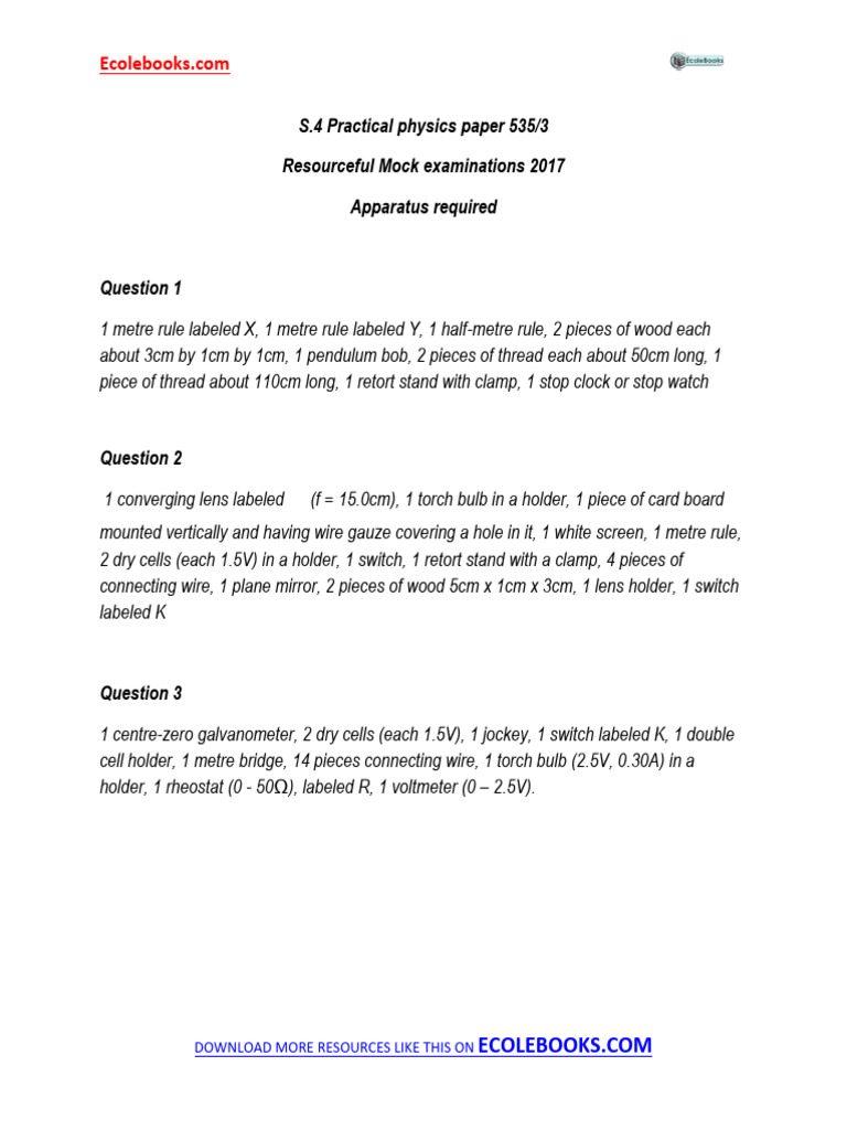 S4 Physics P3 Confidential | PDF