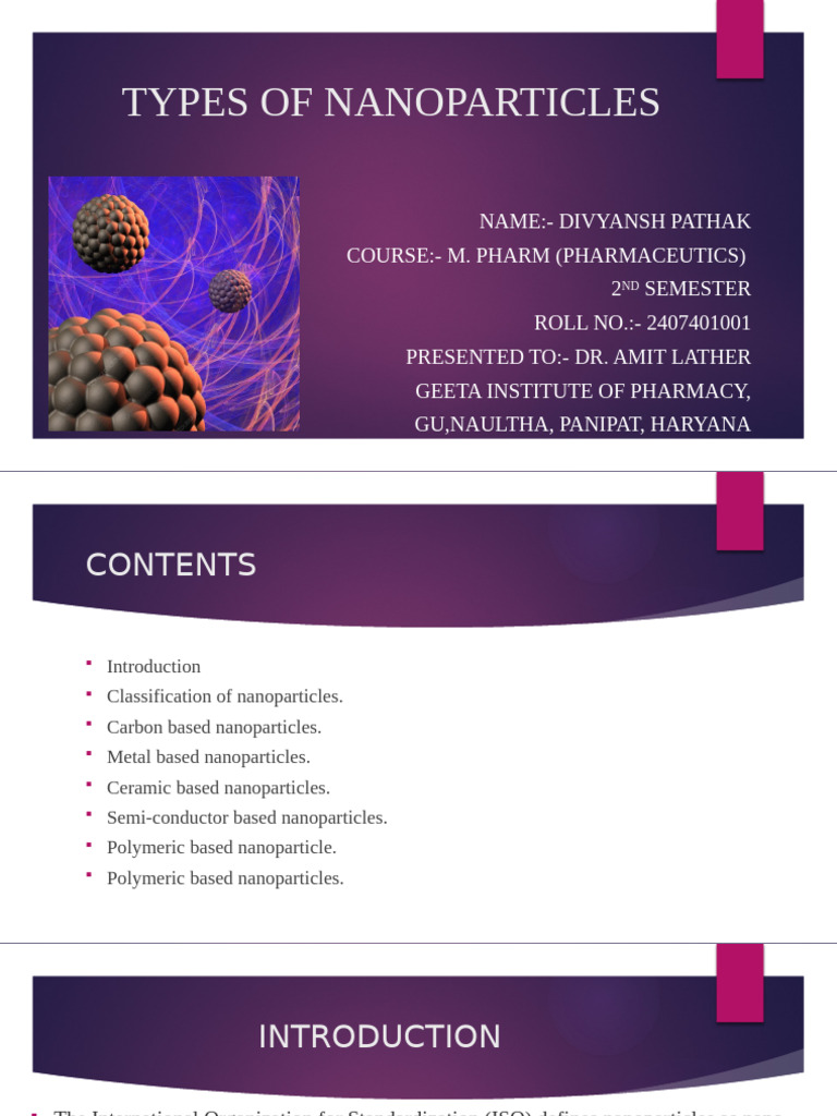 Types and Classification of Nanoparticles | PDF | Nanoparticle | Carbon ...