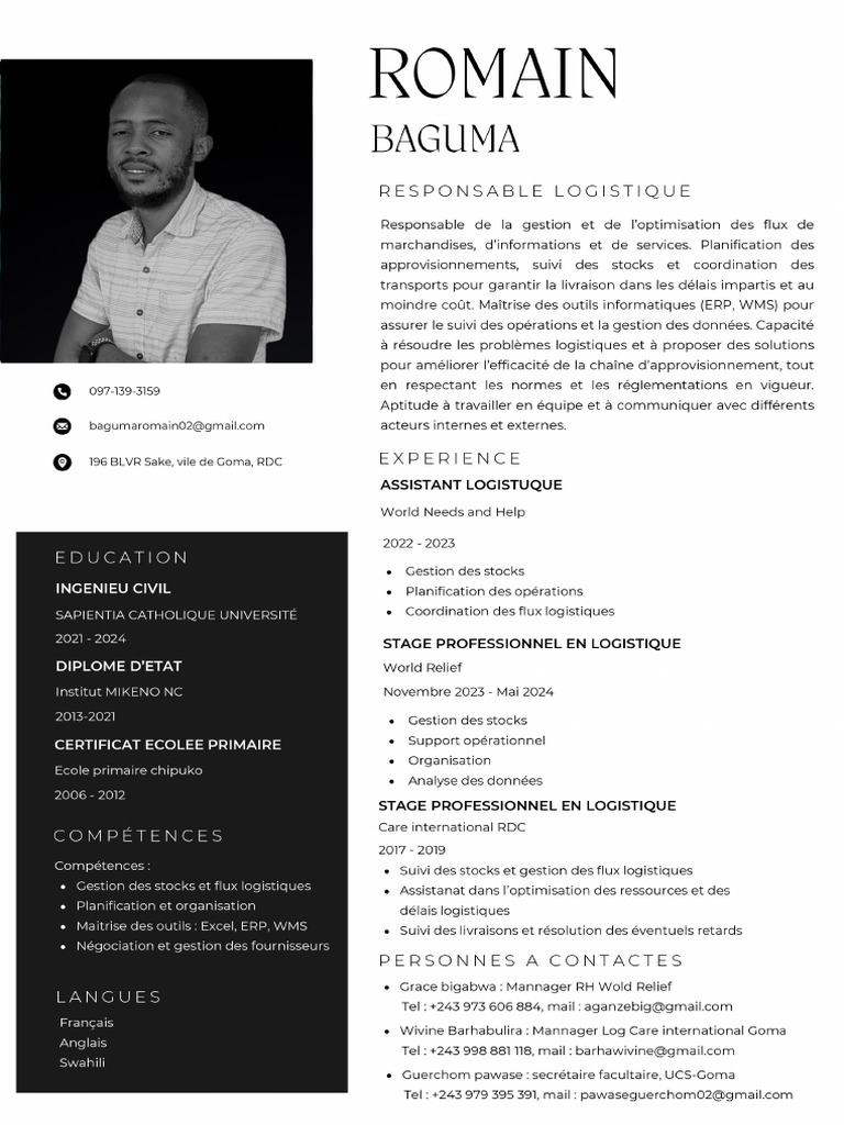 CV Log Romain Baguma PDF | PDF