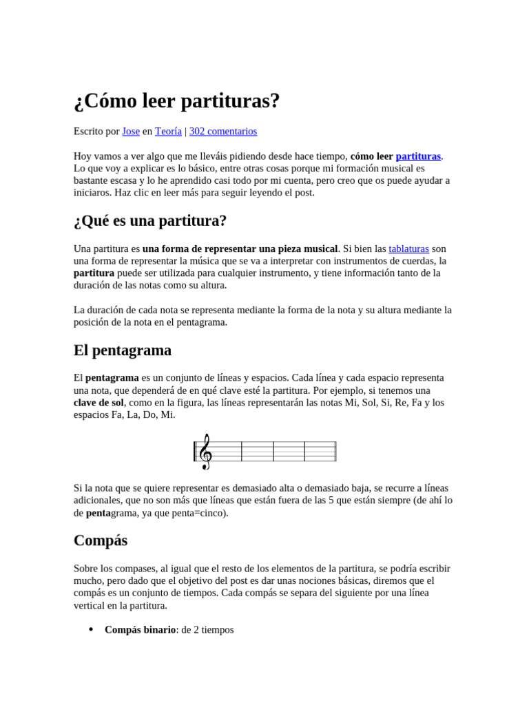 Como Leer Partituras | PDF | Clave | Partituras
