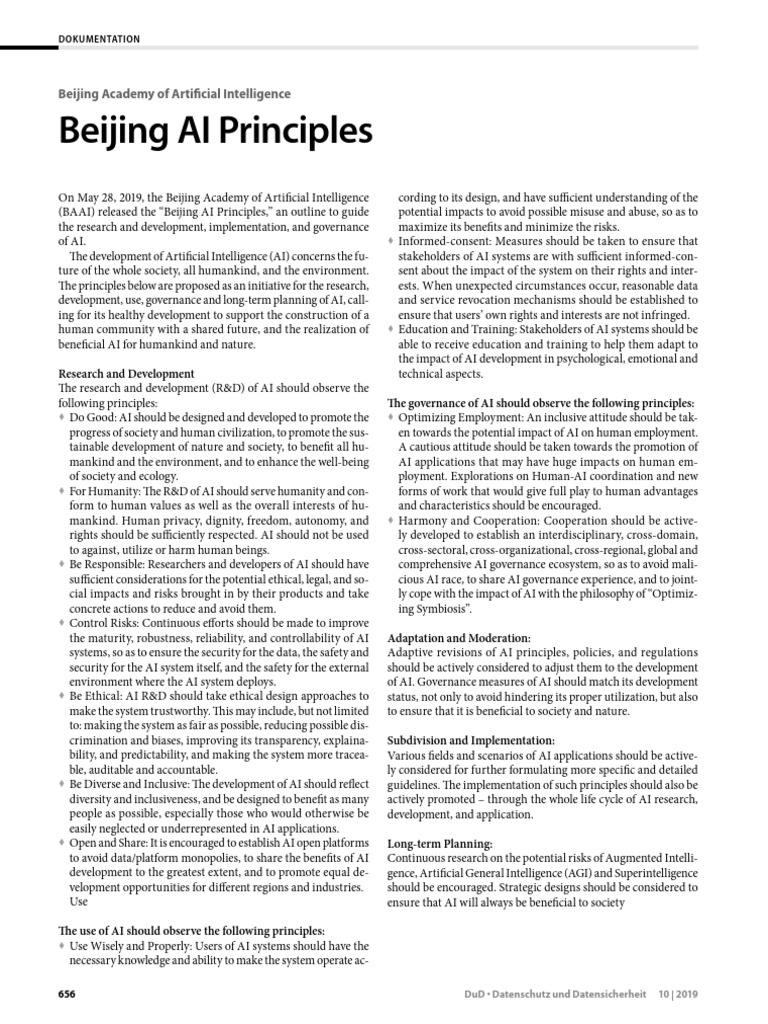 Beijing AI Principles for Ethical Governance | PDF | Artificial ...