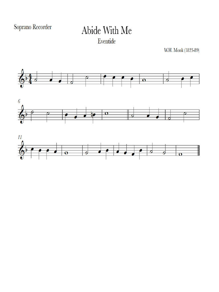 Abide with me recorder | PDF