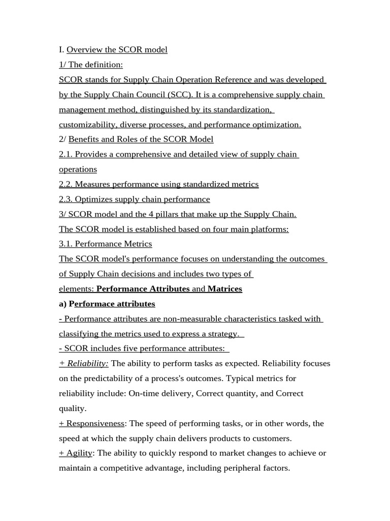Understanding the SCOR Model in Supply Chain | PDF | Performance ...
