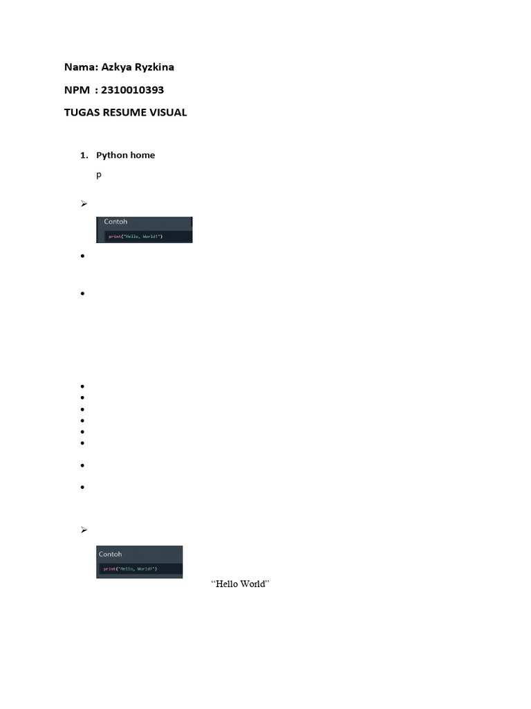 Resume Azkya Ryzkina - 2310010393 | PDF