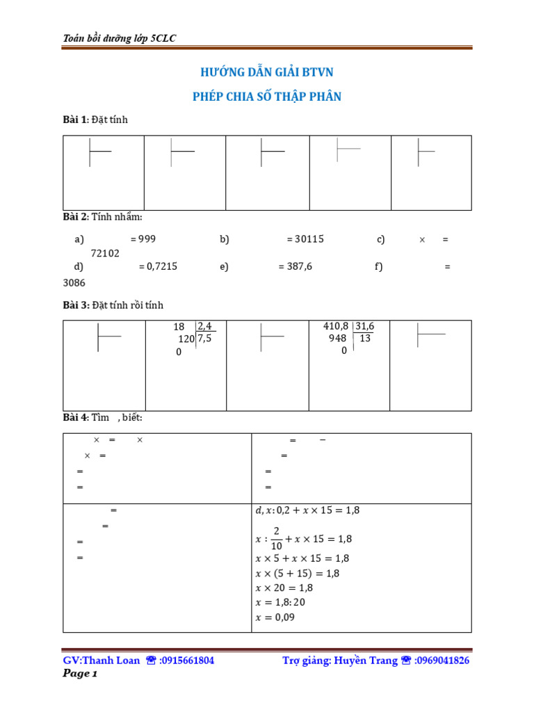 Toán 5-HDG BTVN (10-11) | PDF