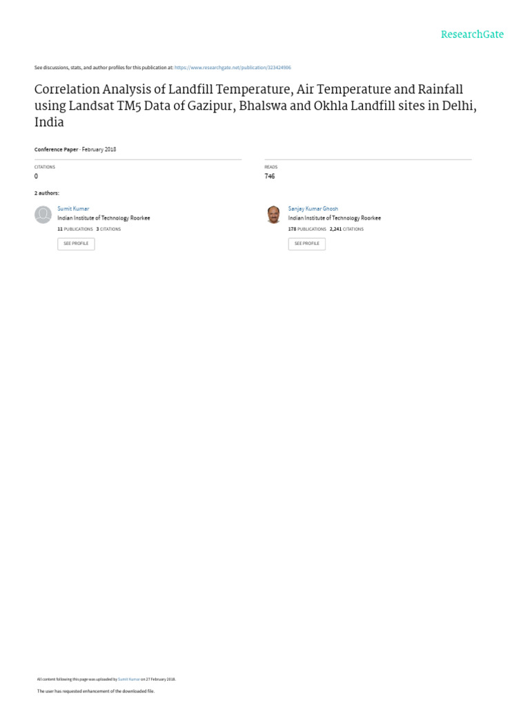 Correlation Analysis of Landfill Temperature Air Temperature and ...