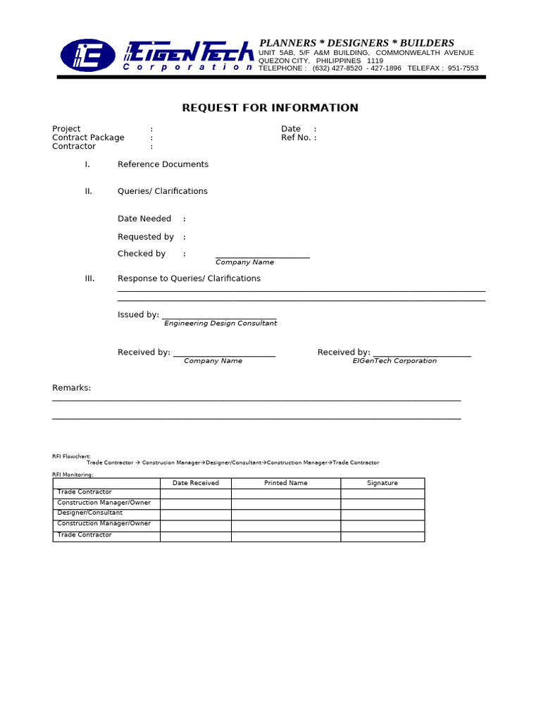 Request for Information (RFI) Template | PDF