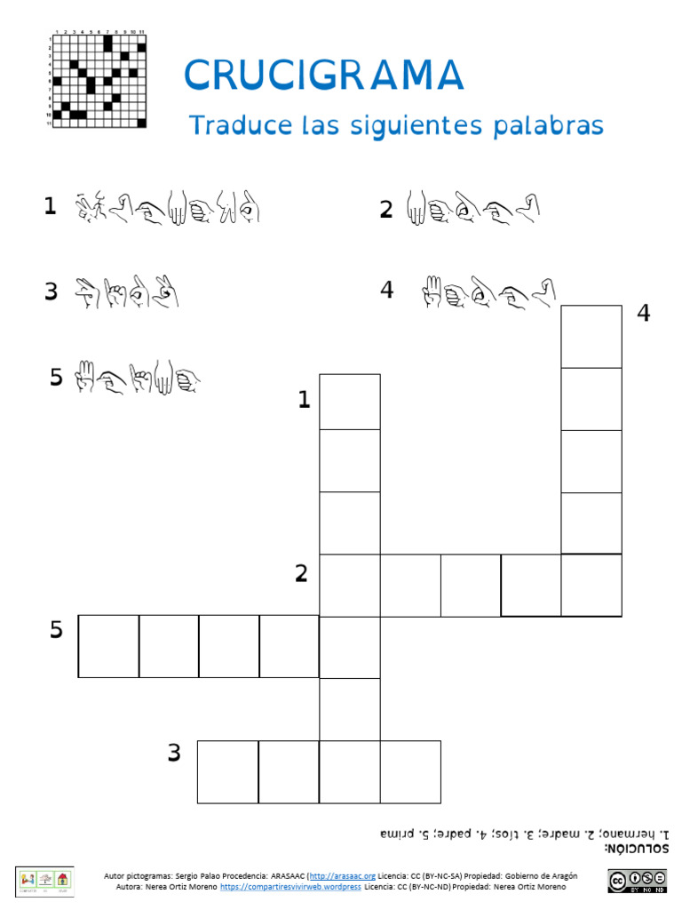 Crucigramas de vocabulario familiar | PDF