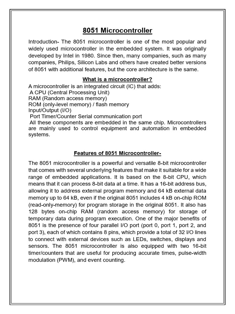 8051 Microcontroller Minor Project PDF | PDF | Microcontroller | Random Access Memory