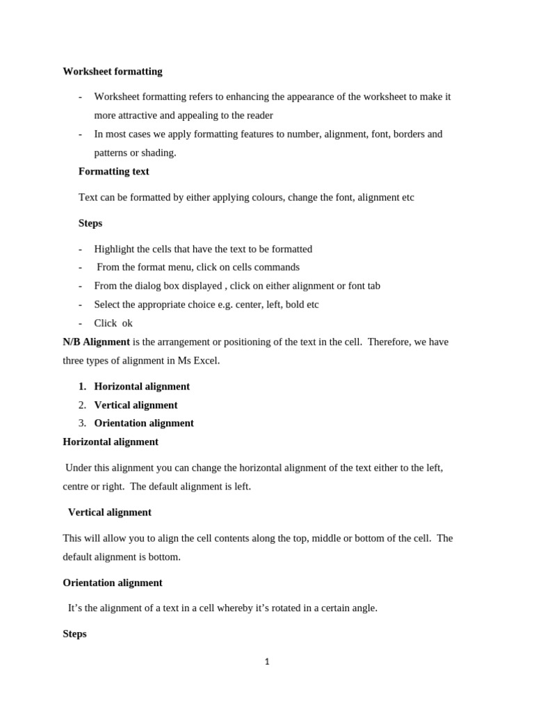 Sub Topic 4. Worksheet Formatting | PDF | Spreadsheet | Microsoft Excel