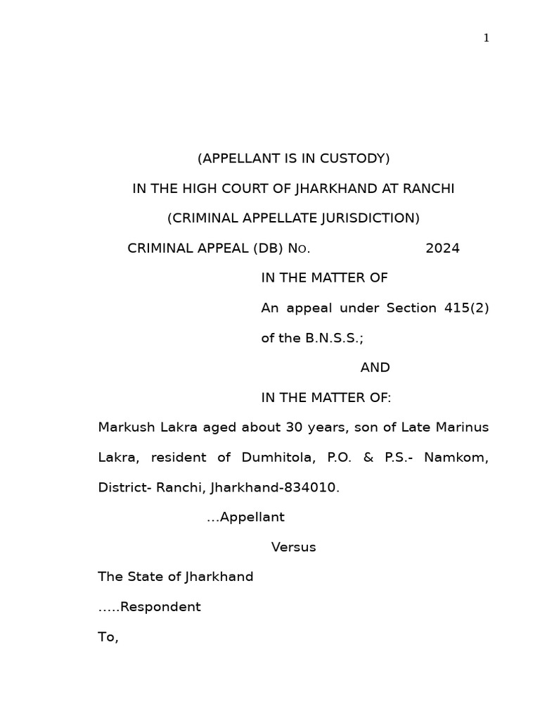 Criminal Appeal DB Markus Lakra-2024 | PDF | Fine (Penalty ...