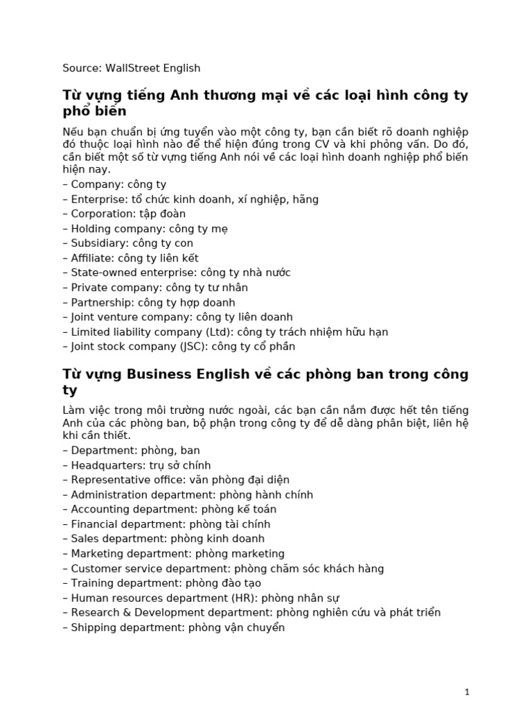 Common Business Vocab | PDF