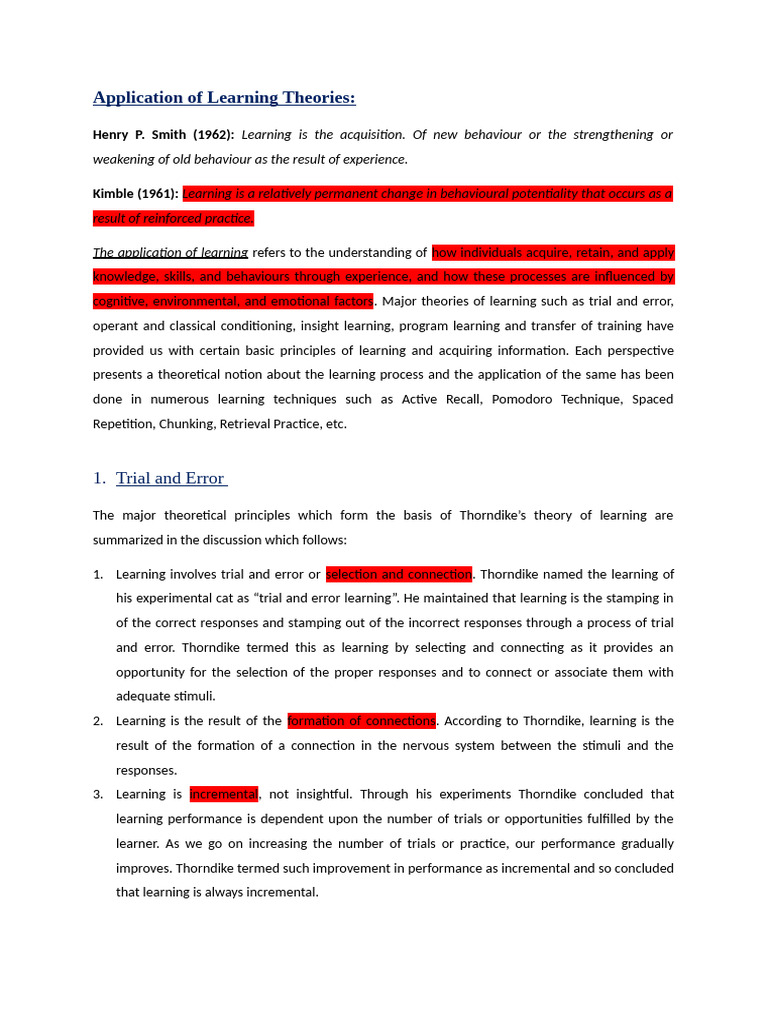 Learning and Memory Applications in Education | PDF | Classical Conditioning | Memory