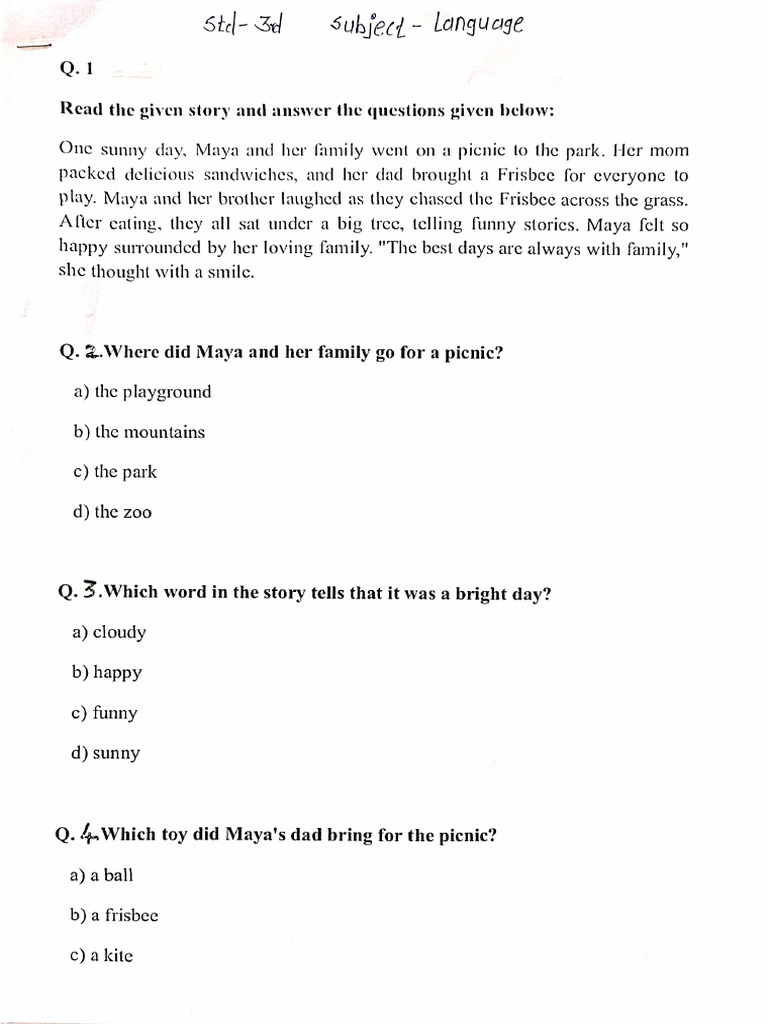 Eng STD 3 Set 5 Sgparakh | PDF