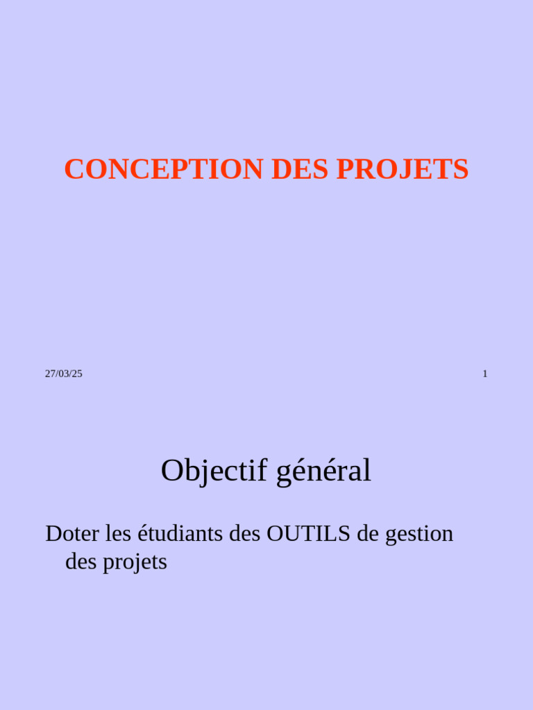 Conception Des Projets | PDF | Planification | Gestion de projet
