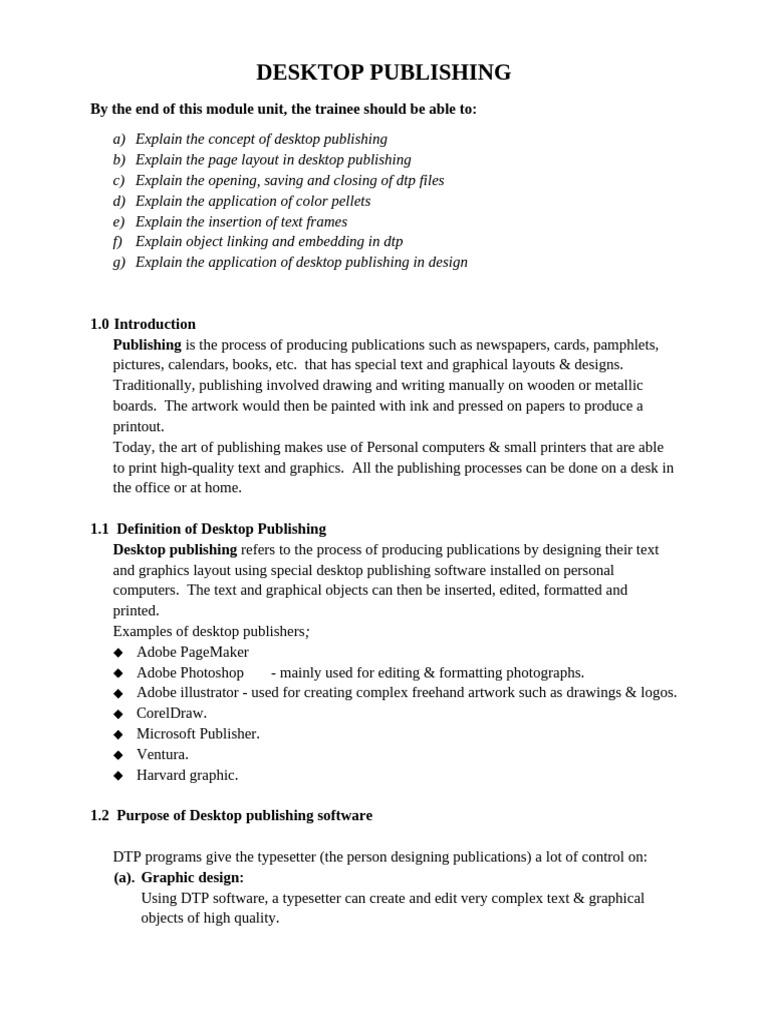 1.introduction To Desktop Publishing | PDF | Page Layout | Graphics