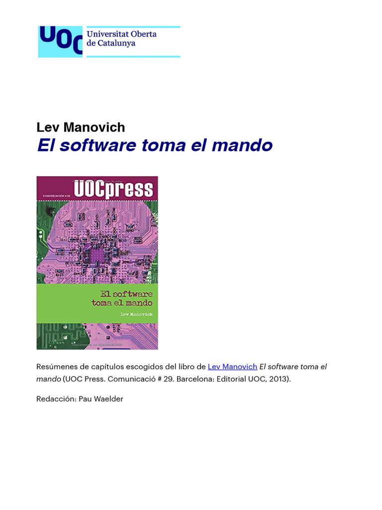 Software Cultural según Lev Manovich | PDF | Multimedia | Software