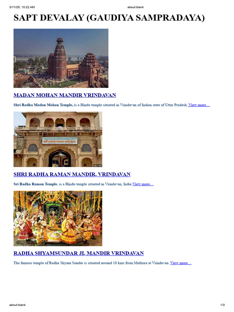Sapta Devalay in Brindavan | PDF