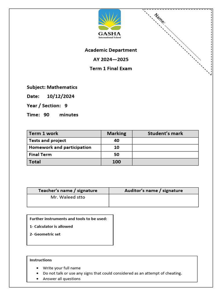 Final_G9 Answer Key | PDF | Mathematical Objects | Mathematical Analysis