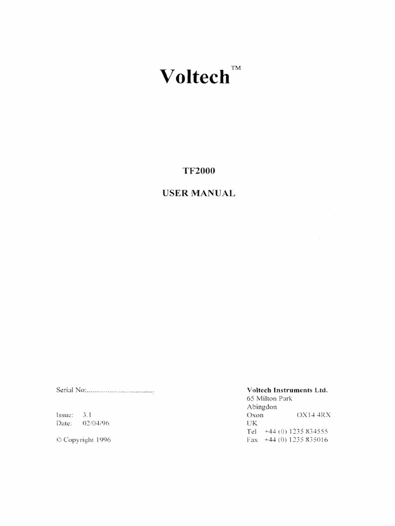 TF2000 User Manual | PDF | Distortion | Phase (Waves)