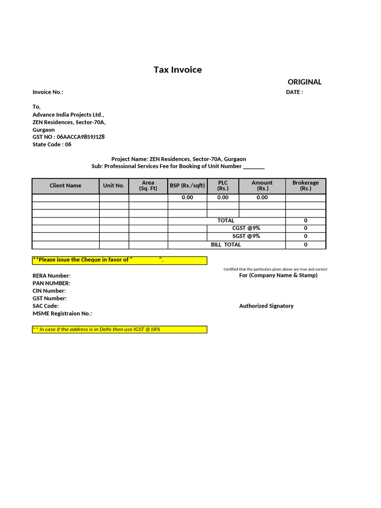 Real Estate Brokerage Tax Invoice Template | PDF | Bharatiya Janata ...