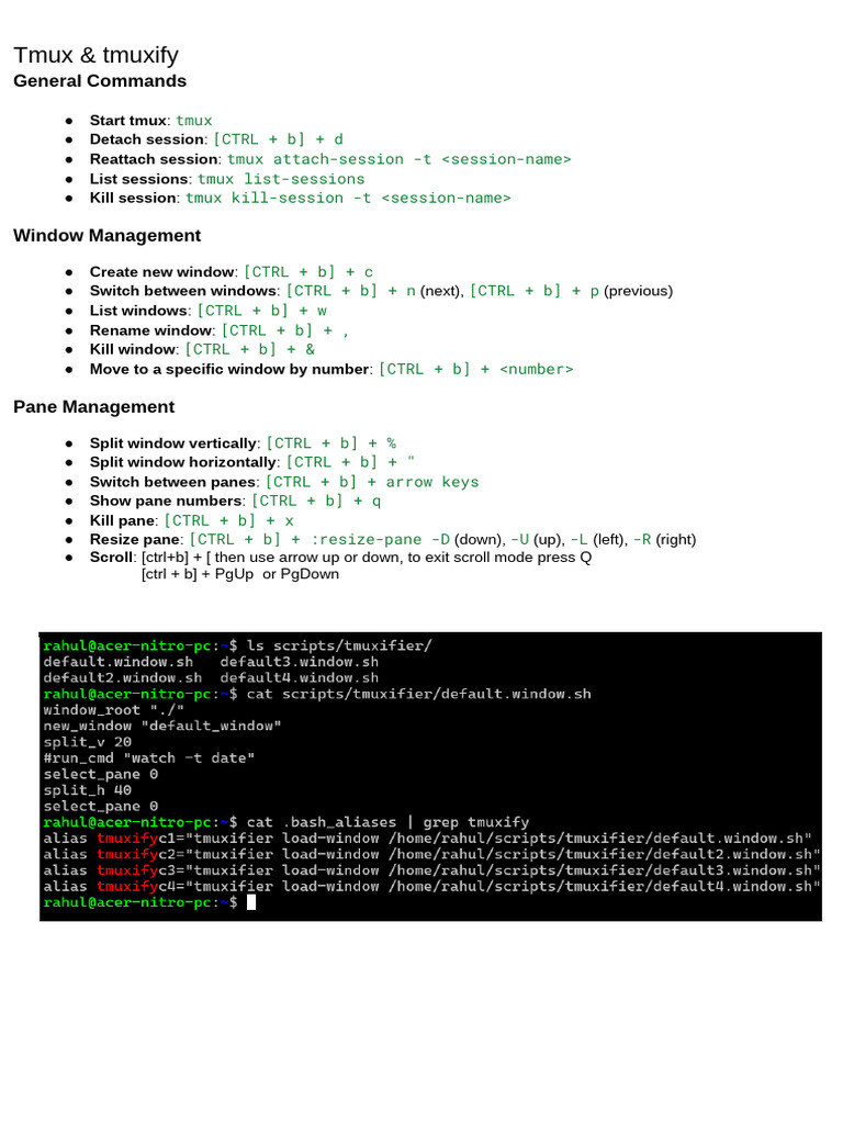 Tmux & Tmuxify Cheatsheet | PDF
