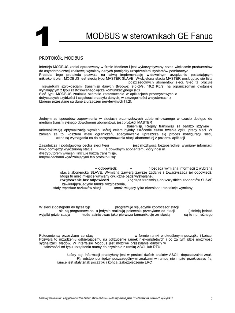 Laboratorium 1 MODBUS-RTU St2010 | PDF