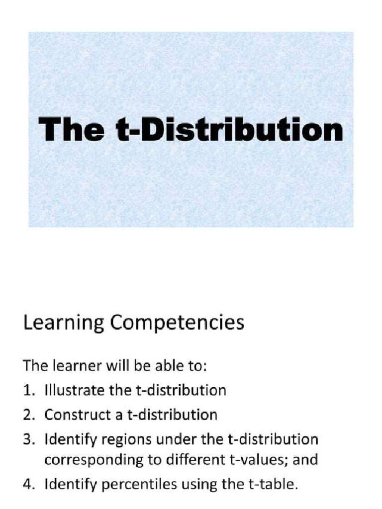 Lesson 8 T Distribution | PDF