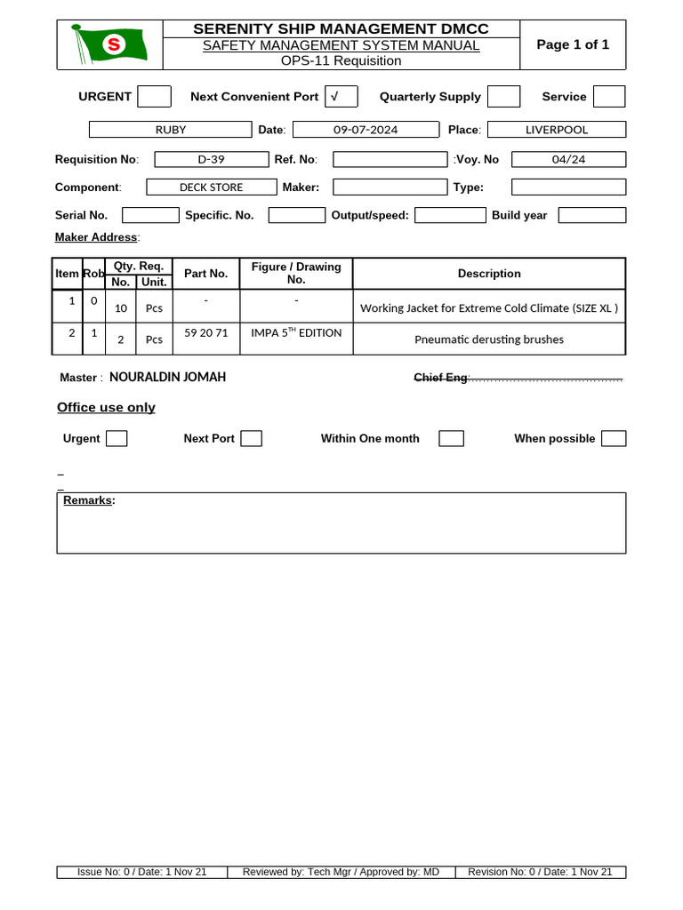 2024.07.06 - RUB - OPS-11 Requisition D-39 DECK | PDF