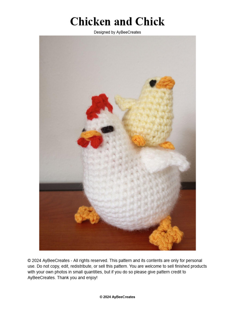 Chicken and Chick Crochet Pattern | PDF | Crochet | Woven Fabrics