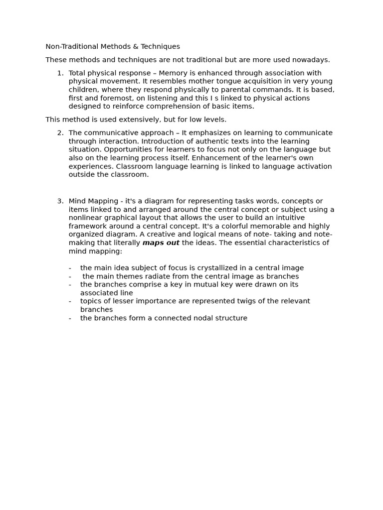 Non-Traditional Learning Techniques | PDF
