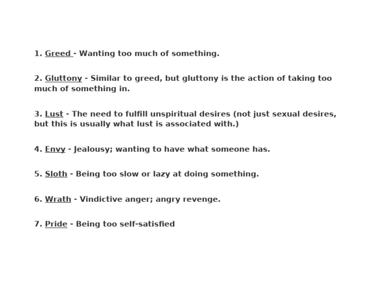 Seven Deadly Sins Explained | PDF