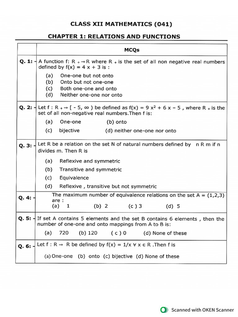 Relations and Functions WS G12 | PDF