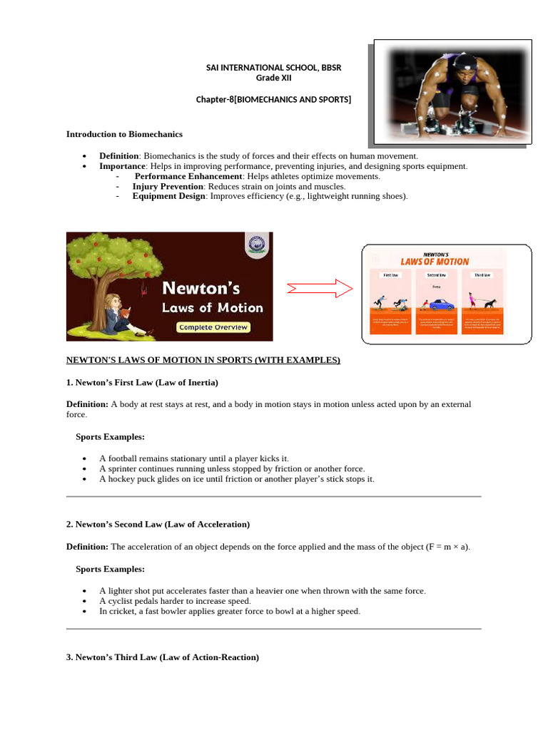 Biomechanics and Sports Notes CH - 8 (Xii) | PDF | Friction | Force