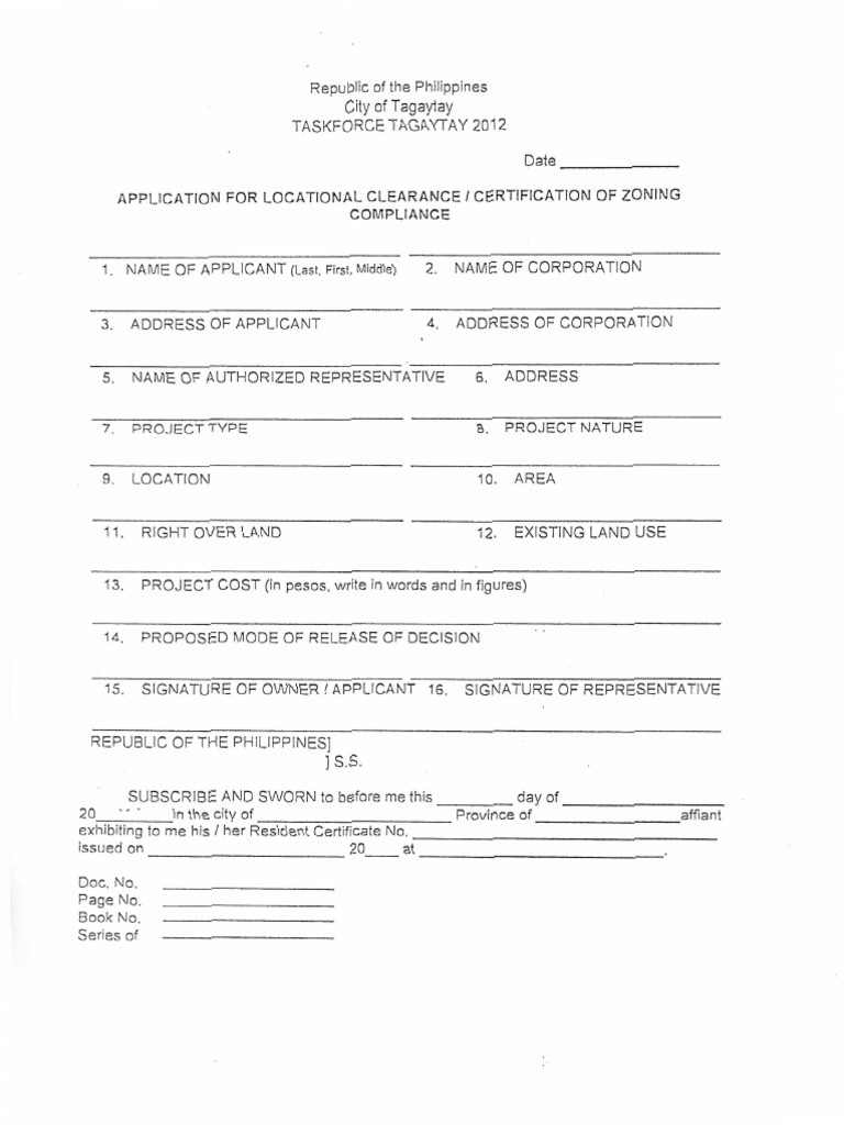 Application Form for Locational Clearance | PDF