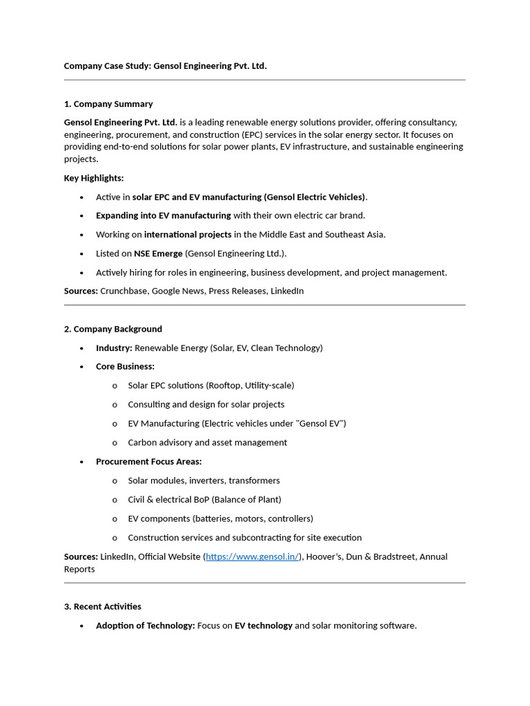 Gensol Engineering Pvt. Ltd. Case Study | PDF | Solar Power | Renewable ...