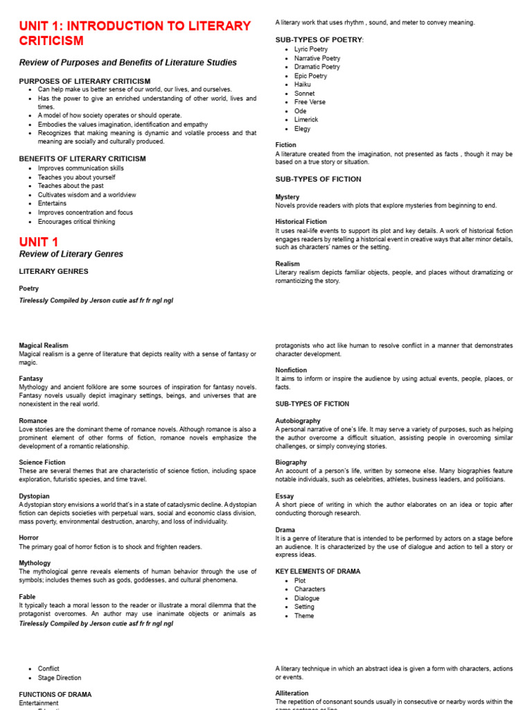 UNIT-1-Introduction-to-Literary-Criticism-Compiled-Topics | PDF ...