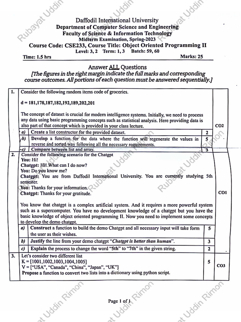 Mid-Term Python OOP II 2 | PDF